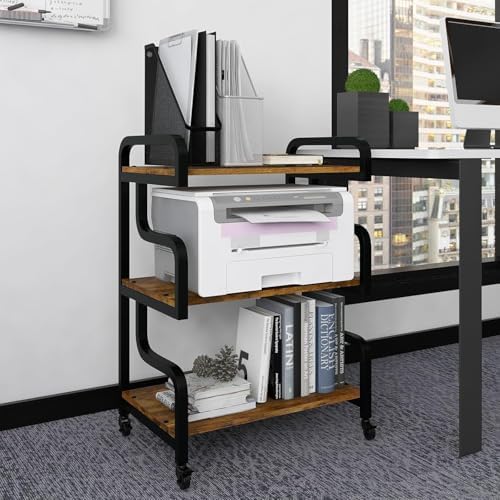 PUNCIA 3-Tier Printer Stand with Storage Movable Printer Table on ...