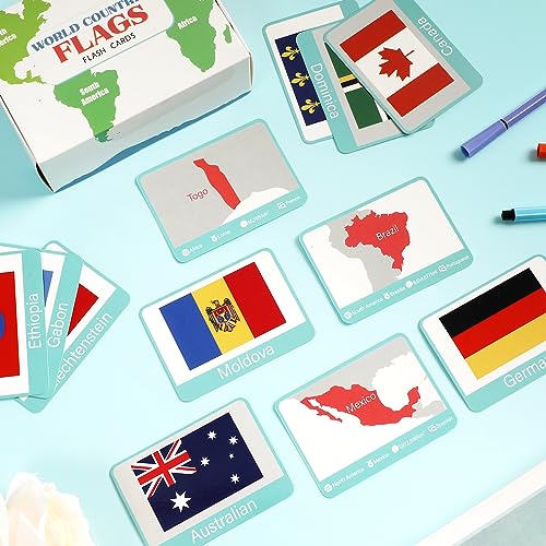 Snapklik.com : 244PCS Countries Of The World Flags Flash Cards Country ...