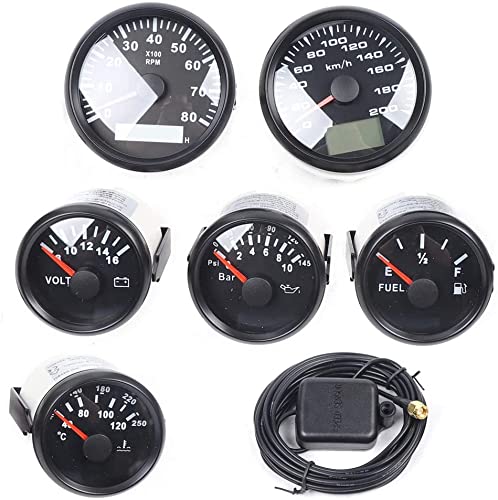 6 Gauge Set w/ GPS Speedometer Tachometer Classic Electrical 6 Gauge ...