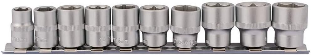 Draper 16400 Square Drive Socket 10 Pieces Set on Metal Rail, 3/8 ...