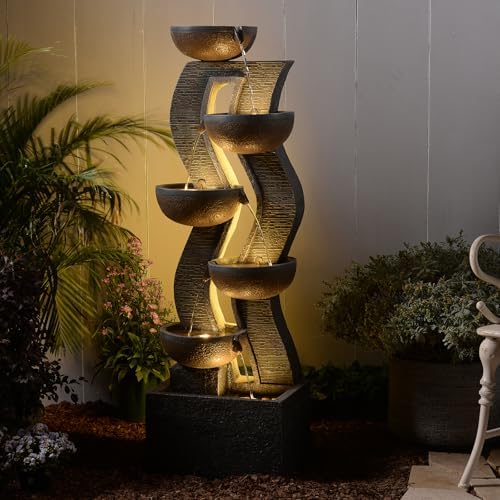 Amazon.com: SERBILHOME 52.8''H Outdoor Garden Water Fountain - Tall 6 ...