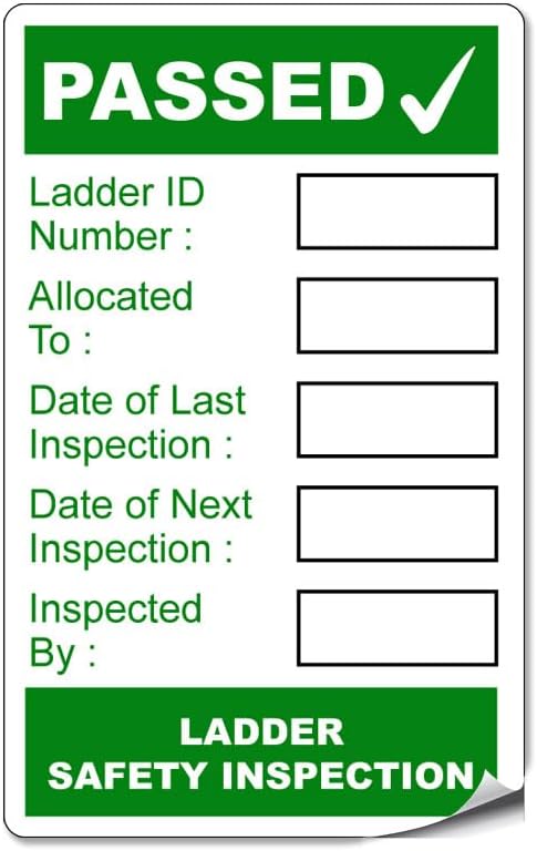 50 Ladder Safety Inspection Labels Stickers (Green) - 50mm x 80mm ...