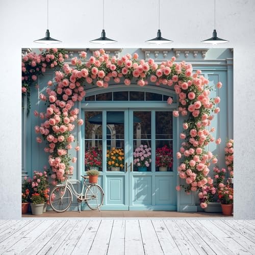 Amazon.com : 10x8ft Spring Flower Backdrop Vintage Pink Floral Shop ...