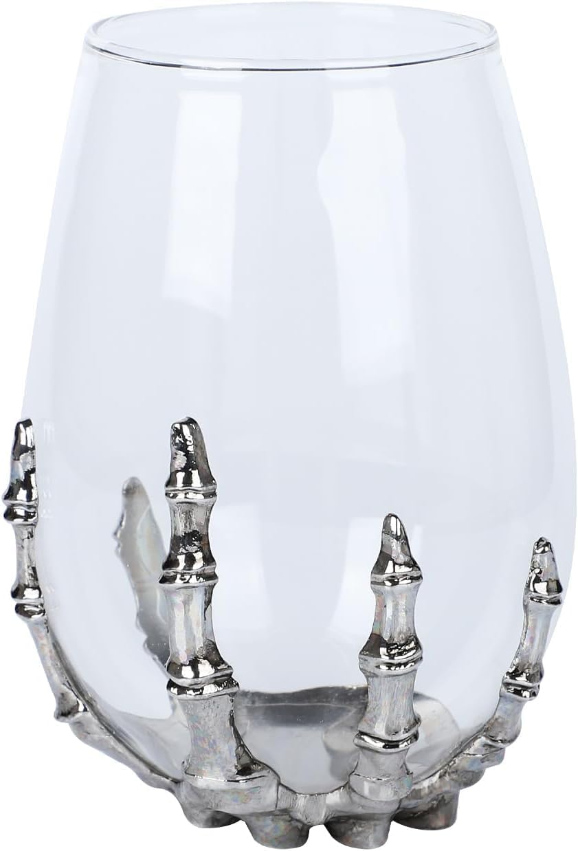 Amazon.com | Crystal Skull Wine Glass, Skeleton Hand Goblet for ...
