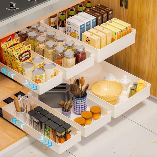 Amazon.com: 3 Pack Pull Out Drawer Organizer Kit, 3 Sizes Adhesive ...