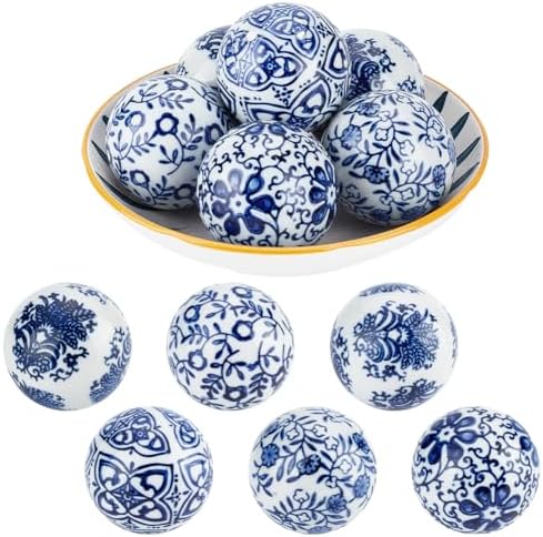 Amazon.com: OLYCRAFT 6Pcs Blue and White Porcelain Balls Handmade ...