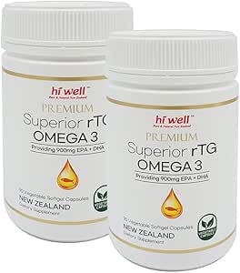 Amazon.com: (Pack of 2) Hi Well Premium Superior rTG Omega 3 90Vegetable Softgel Capsules ...
