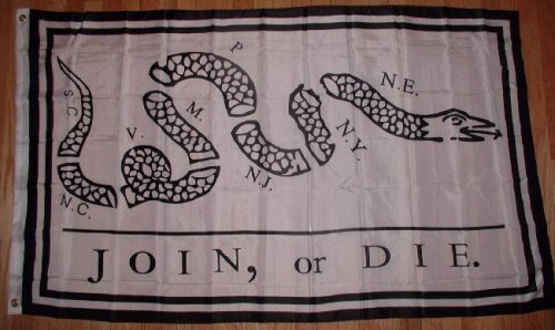 Join or Die 3x5 Flag Benjamin Franklin Snake 3 x 5 NEW Outdoor, Home ...
