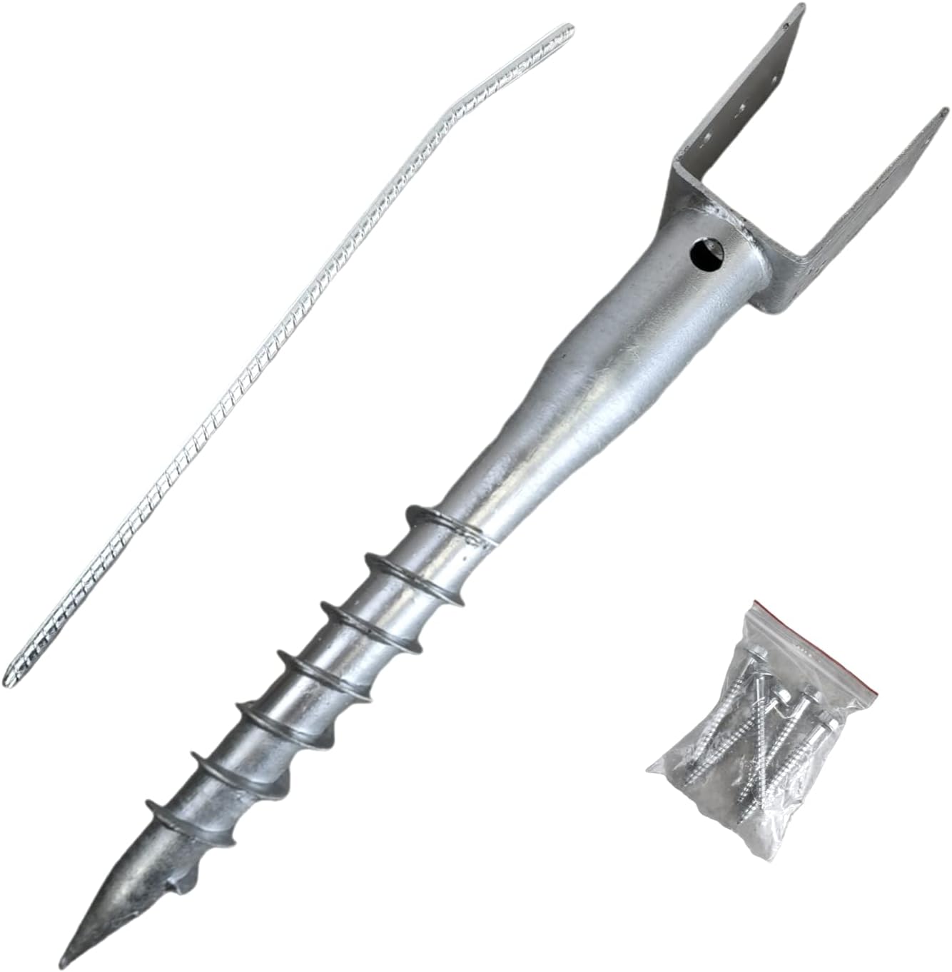 United Premium Galvanized No Dig Ground Anchor - U-Model Screw in Post ...