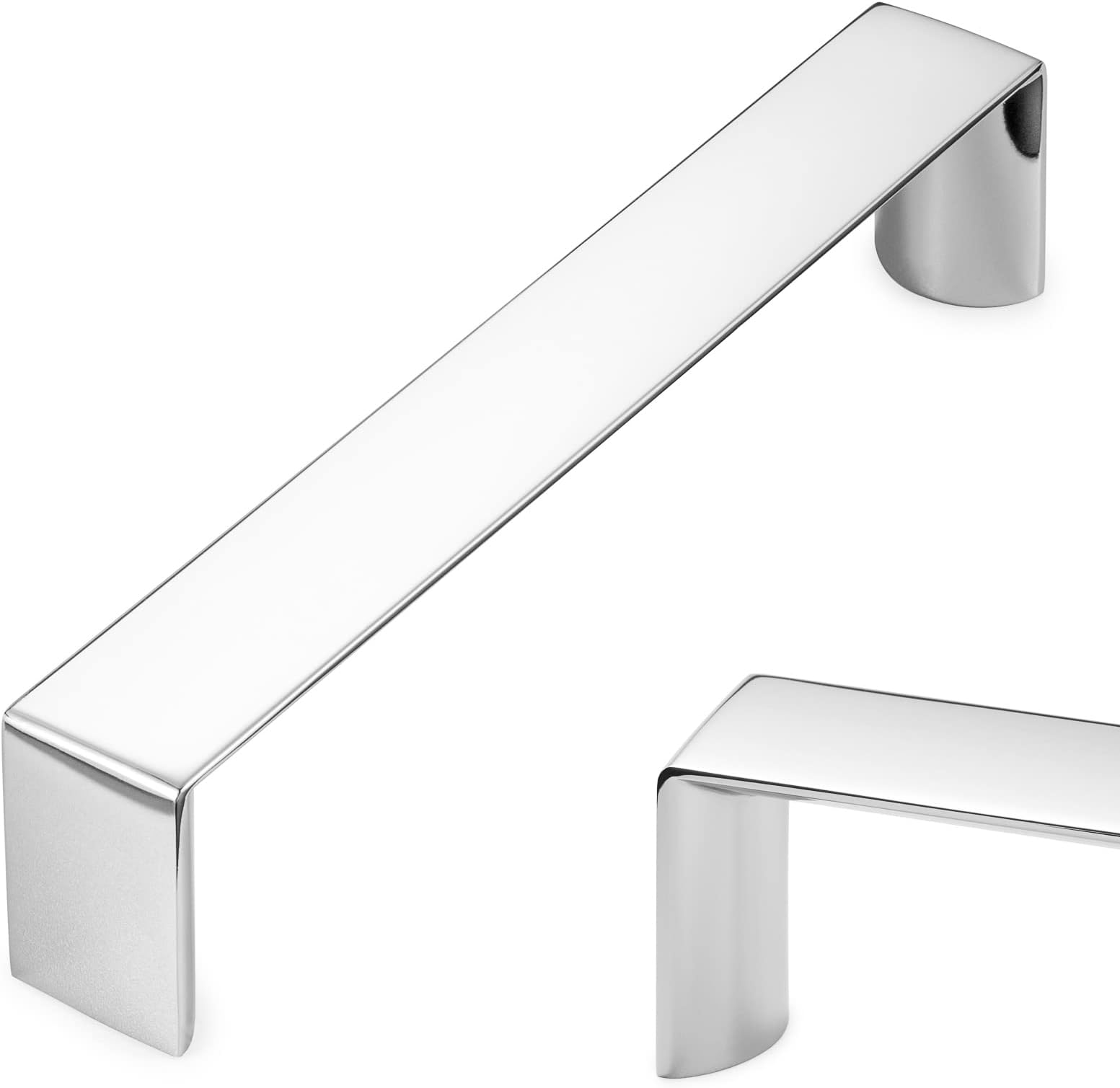 KOOFIZO Solid Square Bar Cabinet Handle - Chrome Furniture Pull, 5 Inch ...