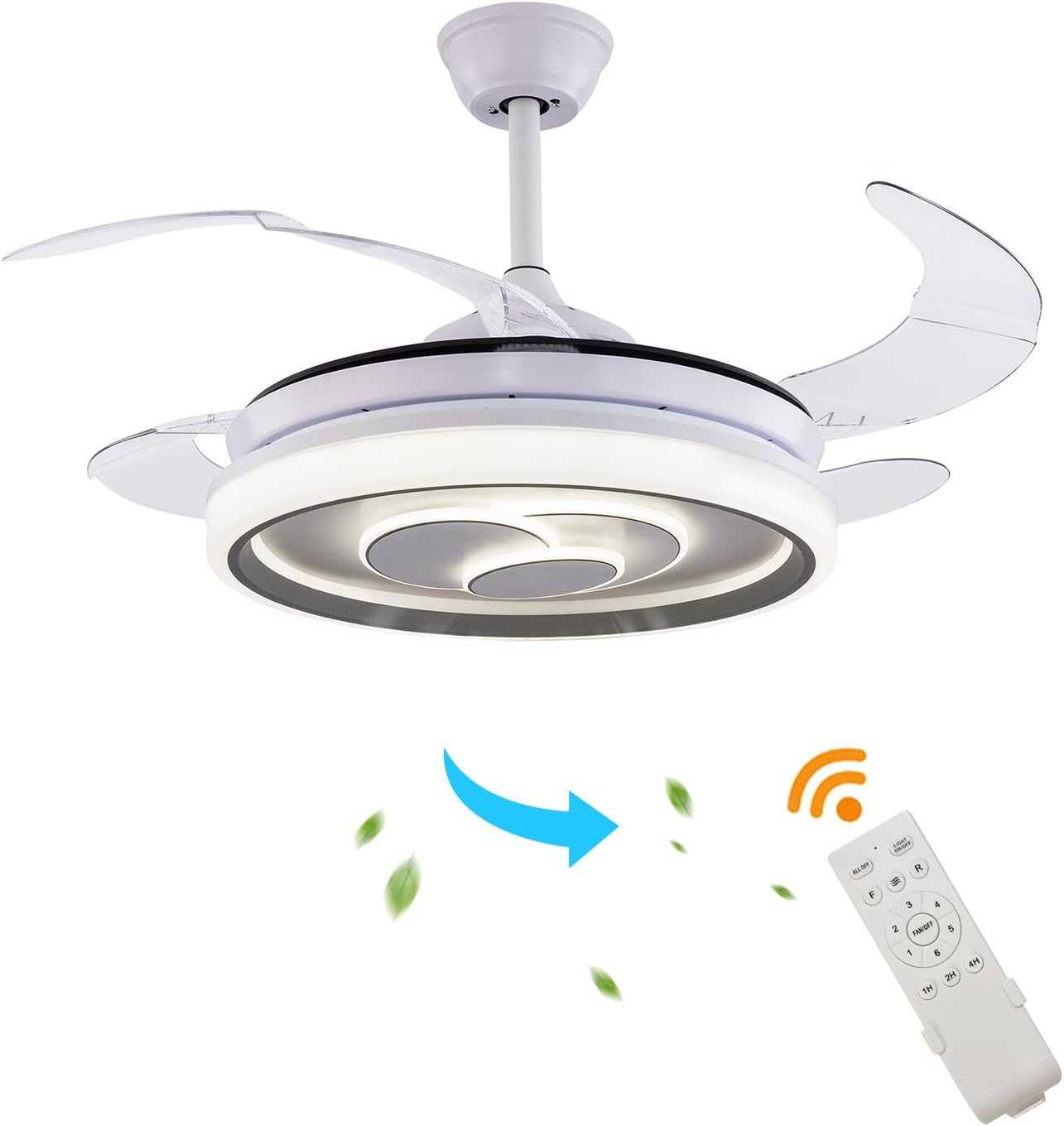 biniliubi 42'' Modern LED Ceiling Fan with Lights Remote Control ...