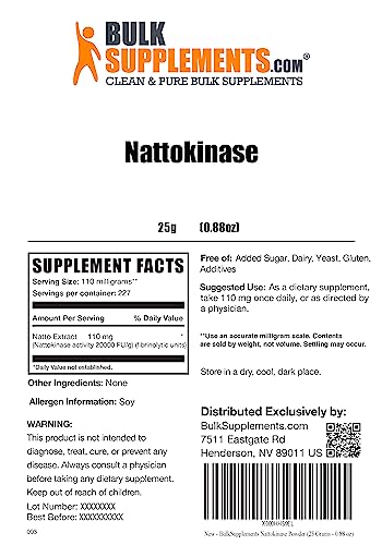BULKSUPPLEMENTS.COM Nattokinase Powder - Natto Powder, Nattokinase ...