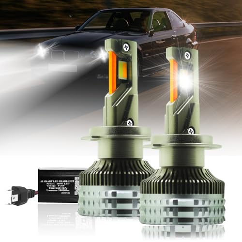 CARZEX Smart AI H7 LED Headlight Bulbs for Cars, 100W (50 Watts x 2 ...