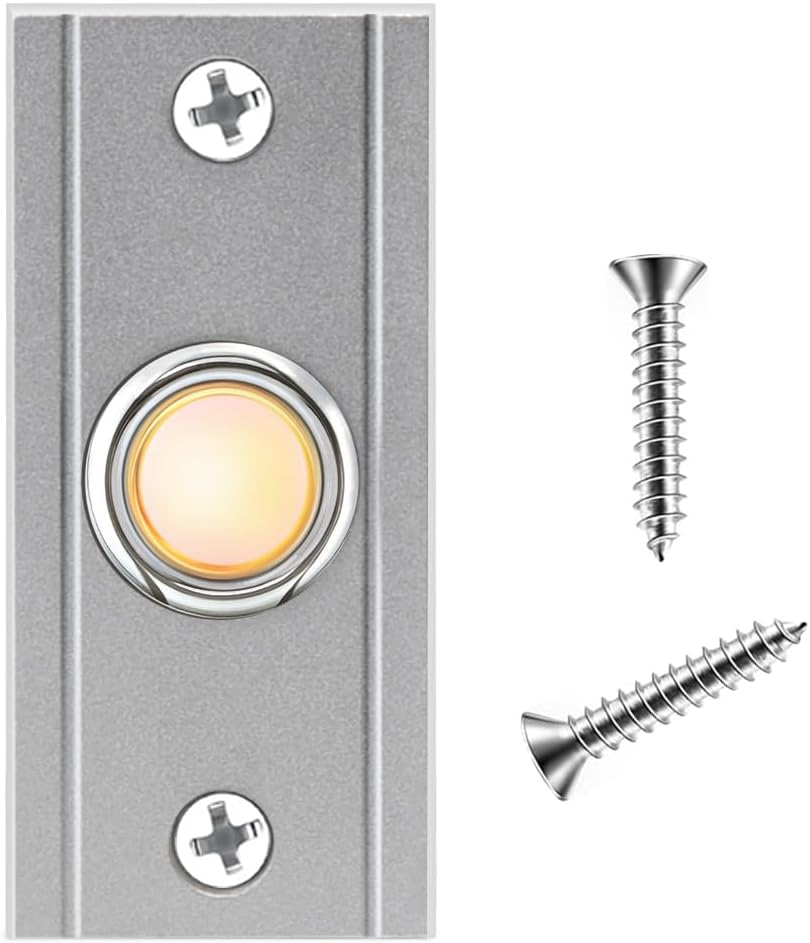 Metal Doorbell Button Wired Button LED Lighted Door Bell Wall Mounted ...