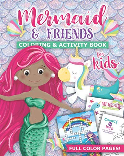Mermaid & Friends Coloring & Activity Book for Kids: Crosswords ...