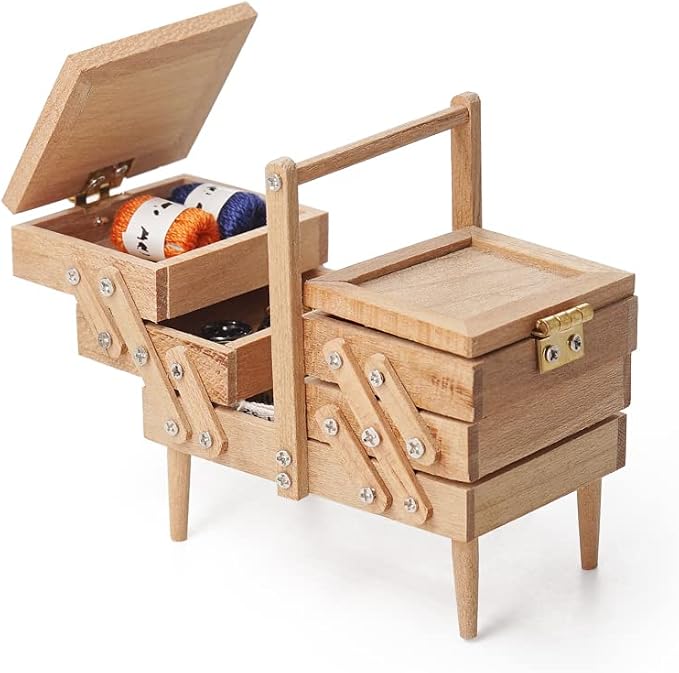Amazon.com: Odoria 1/6 Miniature Sewing Box Dollhouse Decoration ...