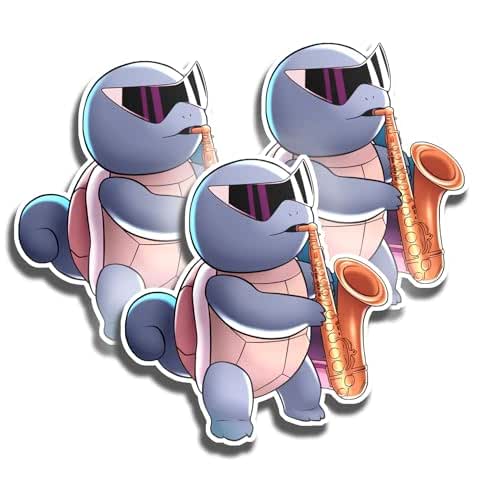 Amazon.com: P0K3M0N Turtle Saxophone Squir, Sticker/Decal : Arts ...