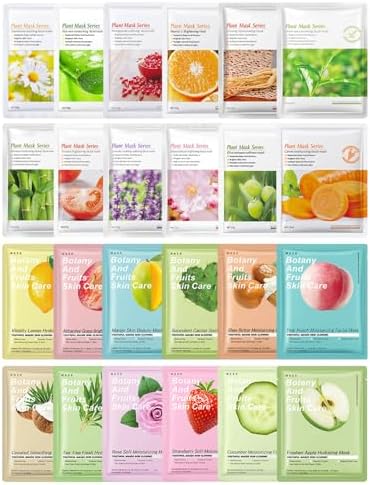 SEESUNO 24-Pack Face Masks Sheet Set: Hydrating, Moisturising ...