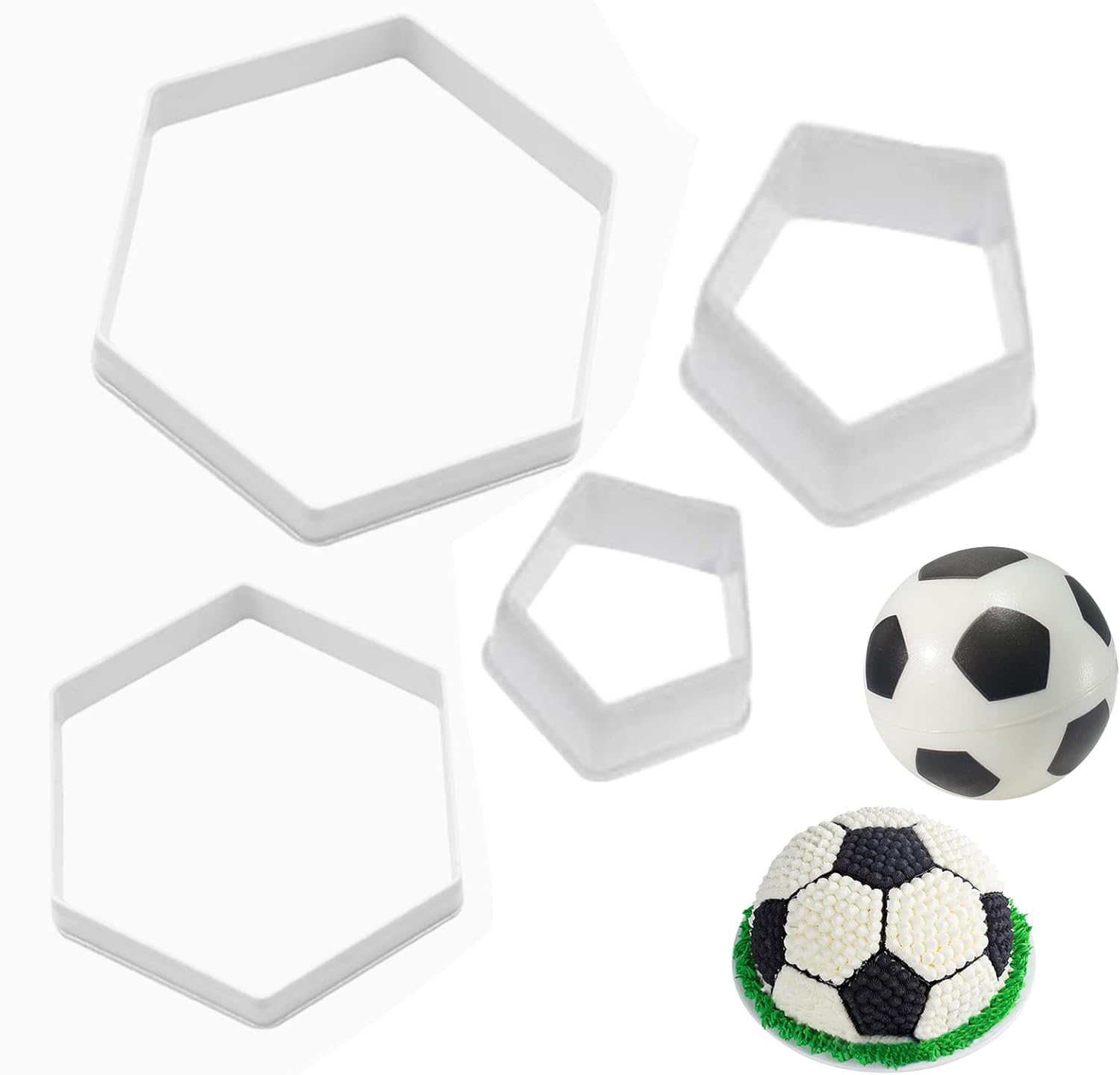 4 Pcs Football Pattern Cookie Cutters Plastic Soccer Cake Fondant ...