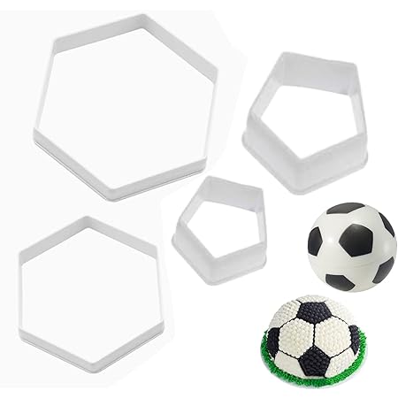 4 Pieces Football Pattern Cookie Cutters,Hexagon Cookie Cutter, Soccer ...