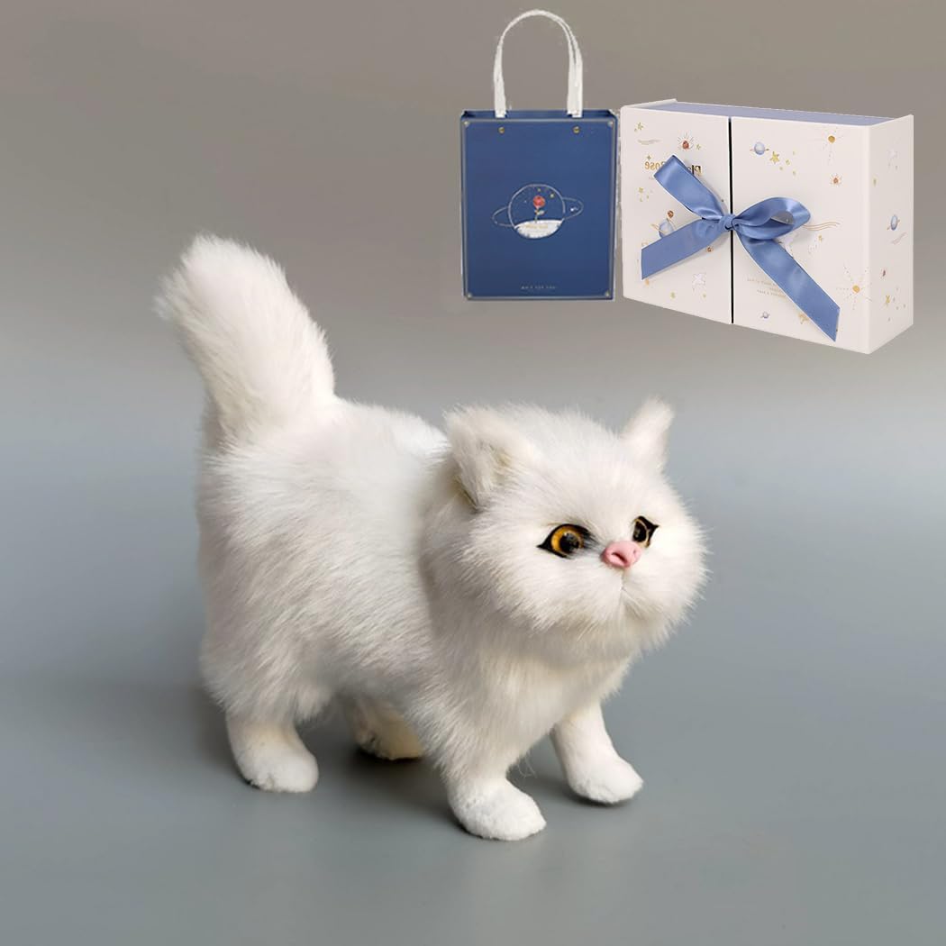 Amazon.co.jp: 猫 置物 モデル ラッピング付き 本物そっくり 動物フィギュア ねこ ぬいぐるみ ギフト包装 ボックス＆袋 ...