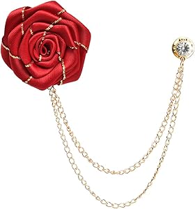 Amazon.com: Rose Flower Brooch for Men Suits Lapel Pin with Tassel ...