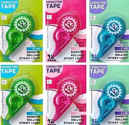 Triple Paper Correction Tape Smooth Sticky Rolling, Easy to use, Set of ...