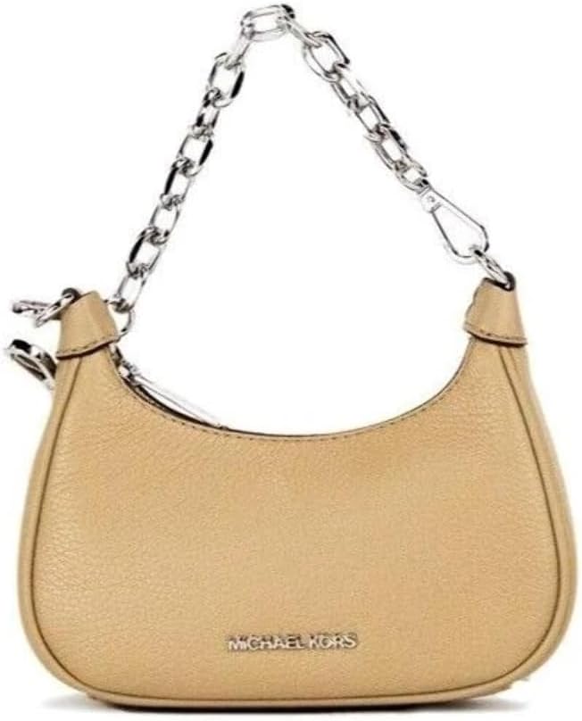Michael Kors Cora Mini Camel Pebbled Leather Zip Pouchette Crossbody ...