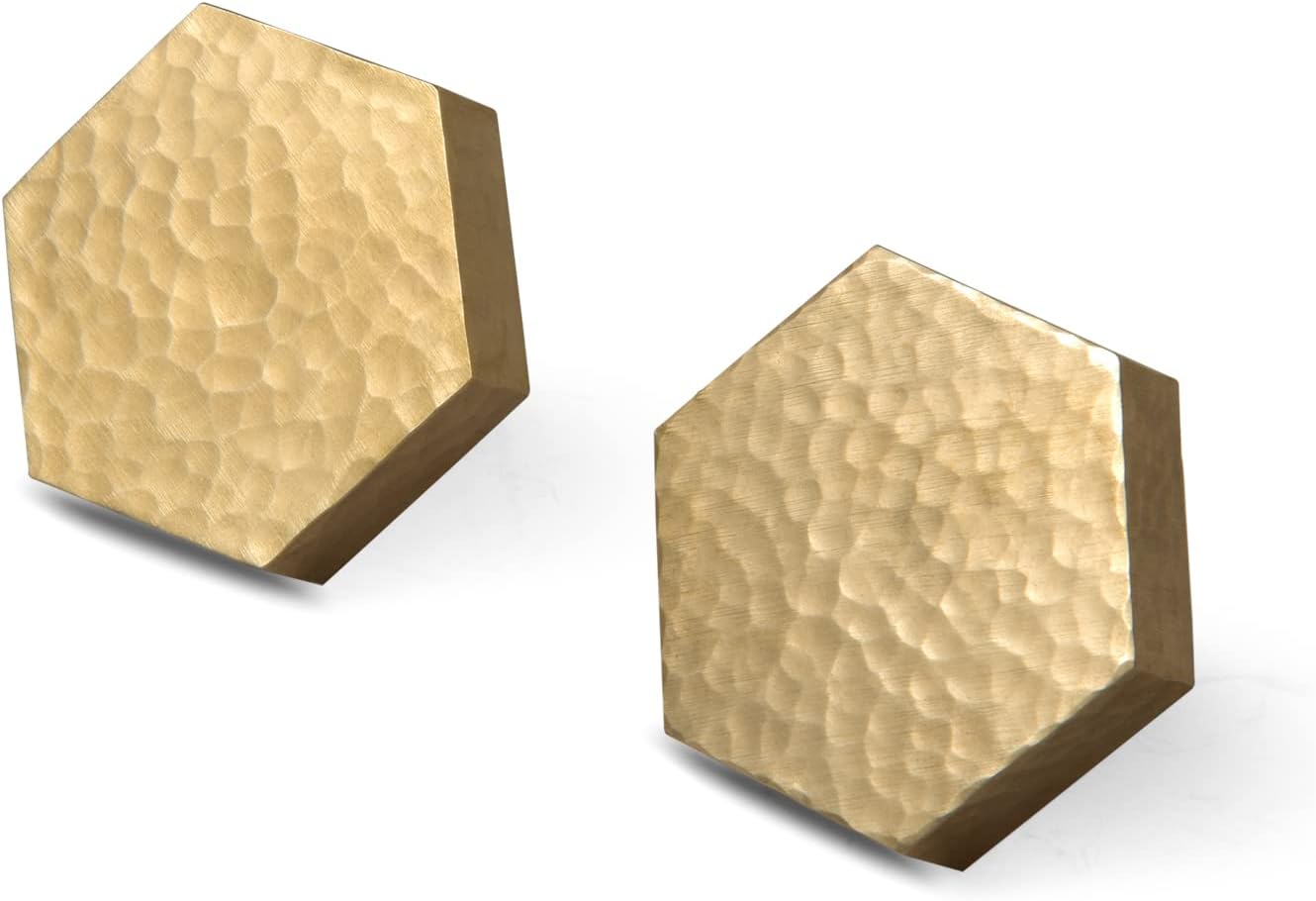 WOODHAWK Gold Brass Cabinet Knobs Handmade Hammered for Modern Wardrobe Dresser Drawer Door ...