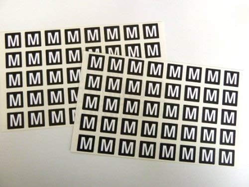 Letter M, White Alphabet Letters on Black 20x20mm Square Labels Durable ...
