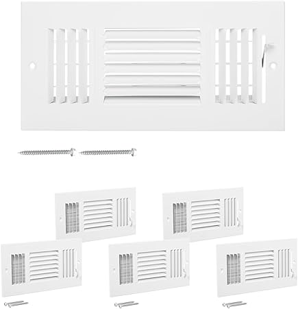 VEVOR 4 x 10 Inch Floor Registers, 6-Pack Floor Vents, HVAC 3-Direction ...