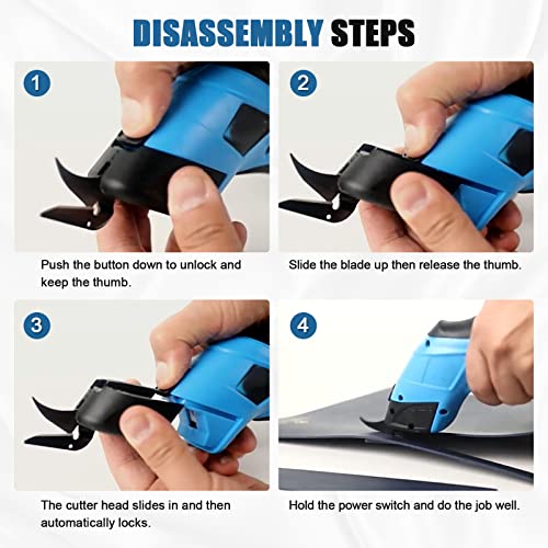 Electric Scissors Cordless Rechargeable Cutters with 2 Cutting Blades ...