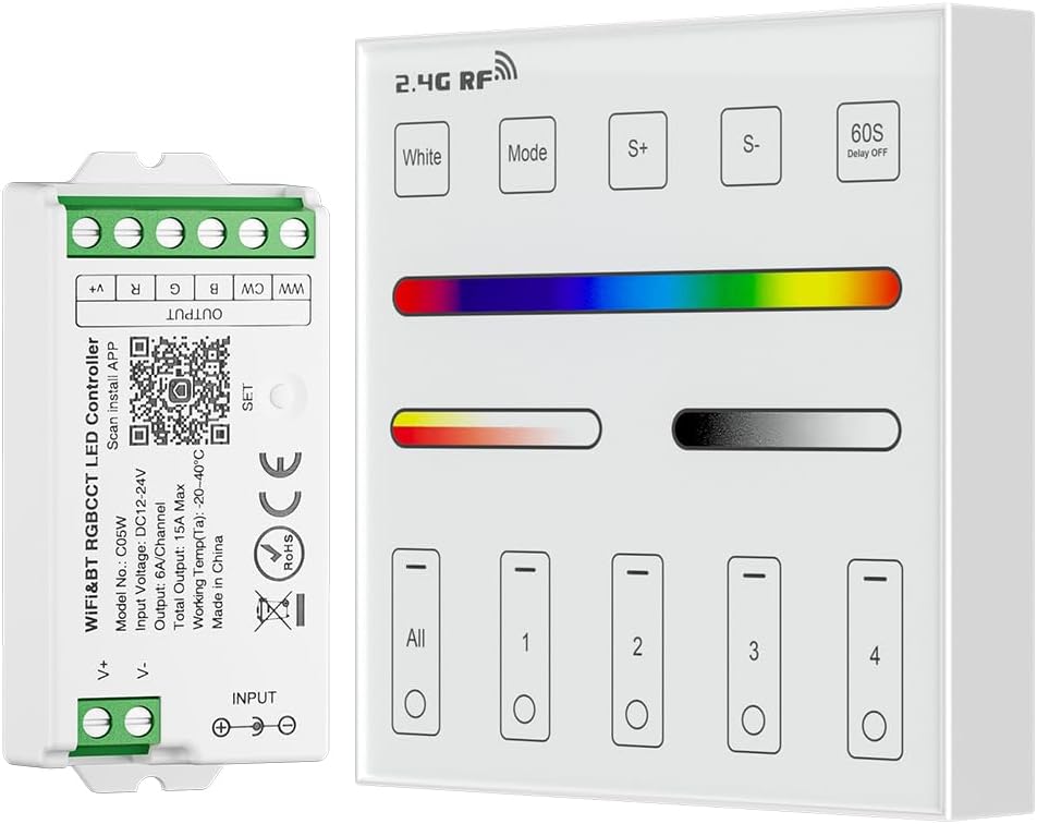 Amazon.com: BTF-LIGHTING C05W RGBCCT PWM SMD FCOB (+ R G B C W) 6PIN ...