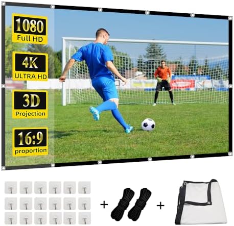 GAINVANE 100 inch Projection Screen, 16:9 Foldable Anti-Crease Portable ...