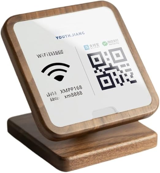 QR Code Payment Stand with Wooden Base, 360° Rotatable, 50° Adjustable ...