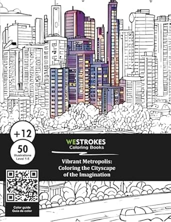 Vibrant Metropolis: Colouring the Cityscape of the Imagination: A 50 Pages Coloring Book with ...