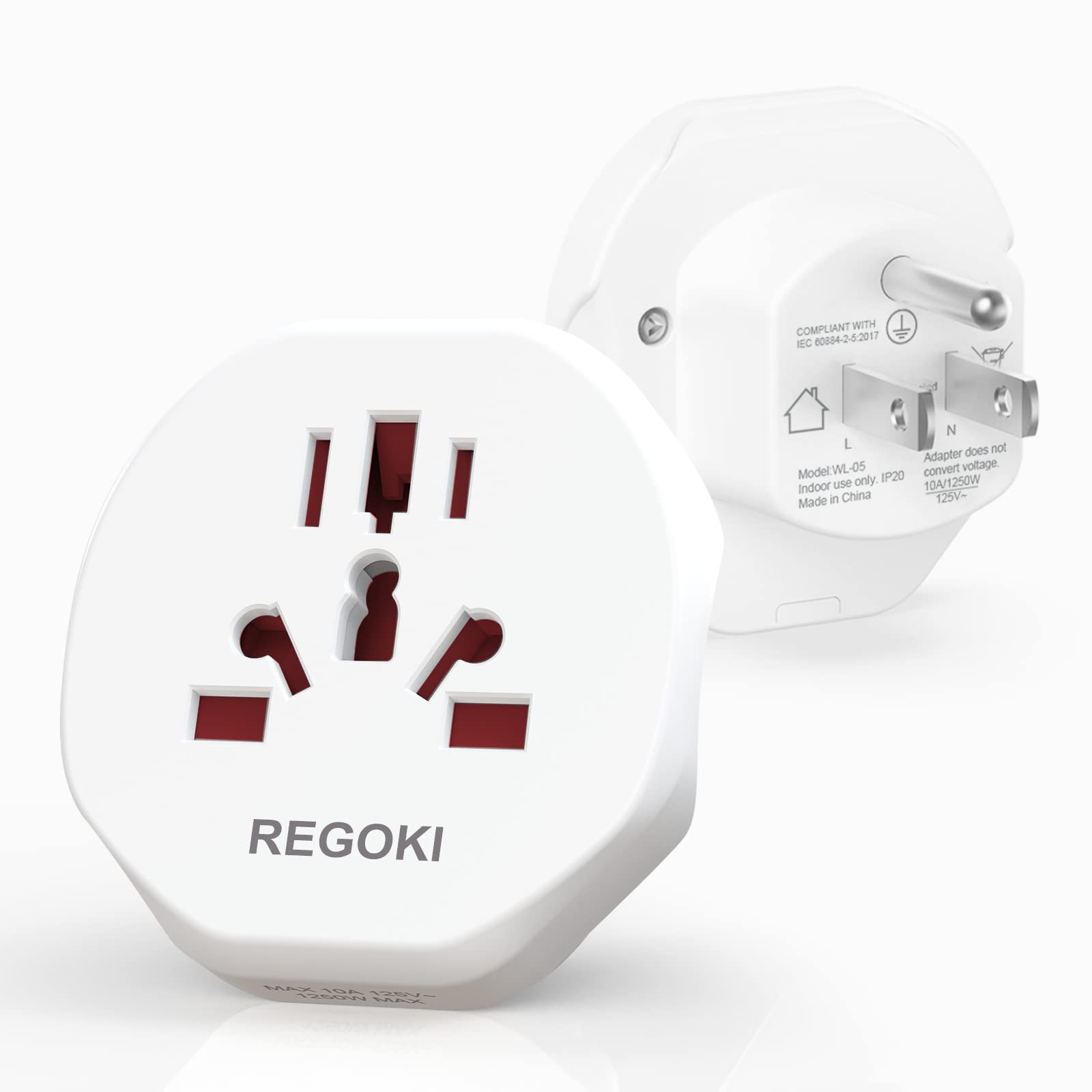 REGOKI US Travel Plug Adapter, [2 Packs] EU Europe/UK/Australia/China ...