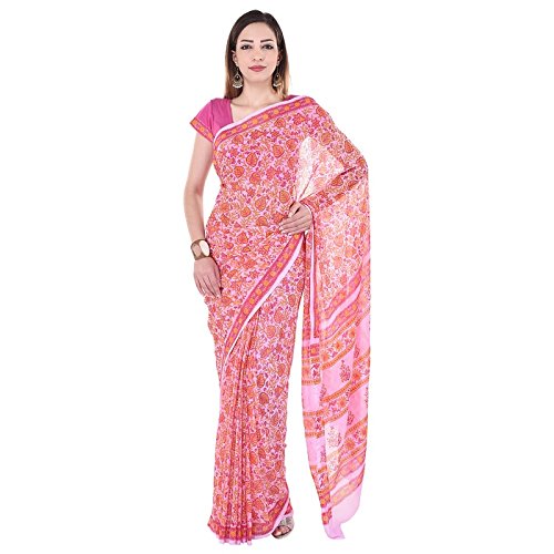 Buy Poonam Sarees Chiffon Saree (Ps028_Pink) at Amazon.in