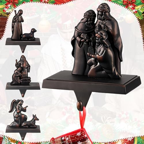 Amazon.com: MorningRo 4 Pcs Christmas Stocking Holder Set Nativity ...
