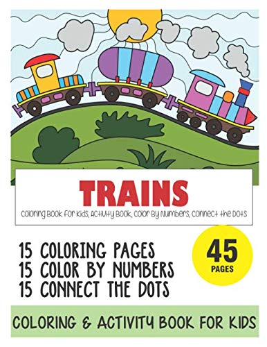 Trains - Coloring Book for Kids, Activity Book, Color By Numbers ...