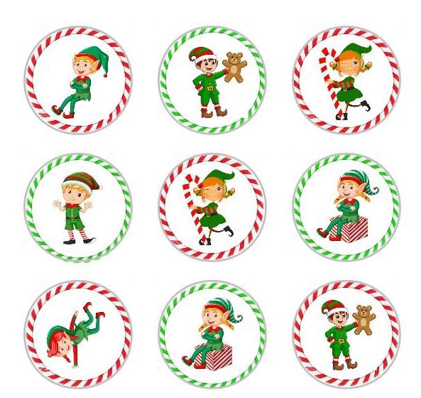 24 x Christmas Elf Edible Paper Cupcake Toppers Wafer Cake Decorations ...