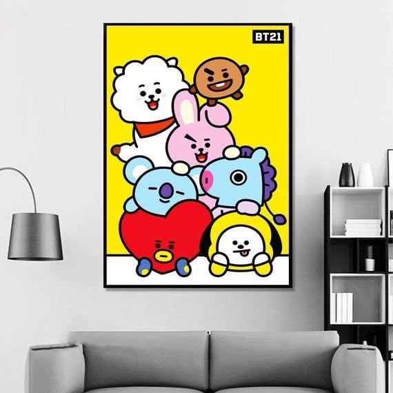 Craft Maniacs BT21 YELLOW AVATARS VERSION A4 FRAMED MATT LAMINATED ...