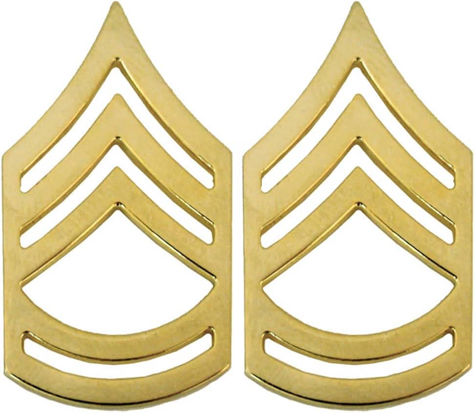 Amazon.com: Army E7 Sergeant First Class Rank Gold Pin-On - Pair ...