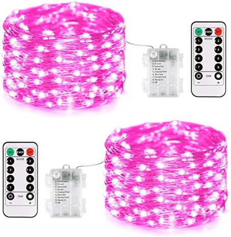 Amazon.com: Yayfazy Fairy Lights Battery Operated, Red Pink and White ...