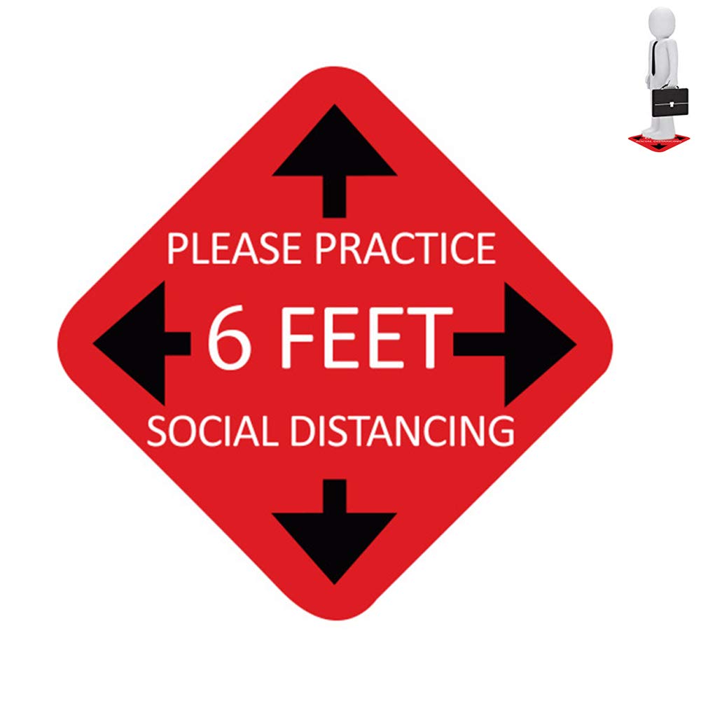 Buy 10 Pcs Floor Sign Distance Warning Sign Caution Keep Distance Floor ...