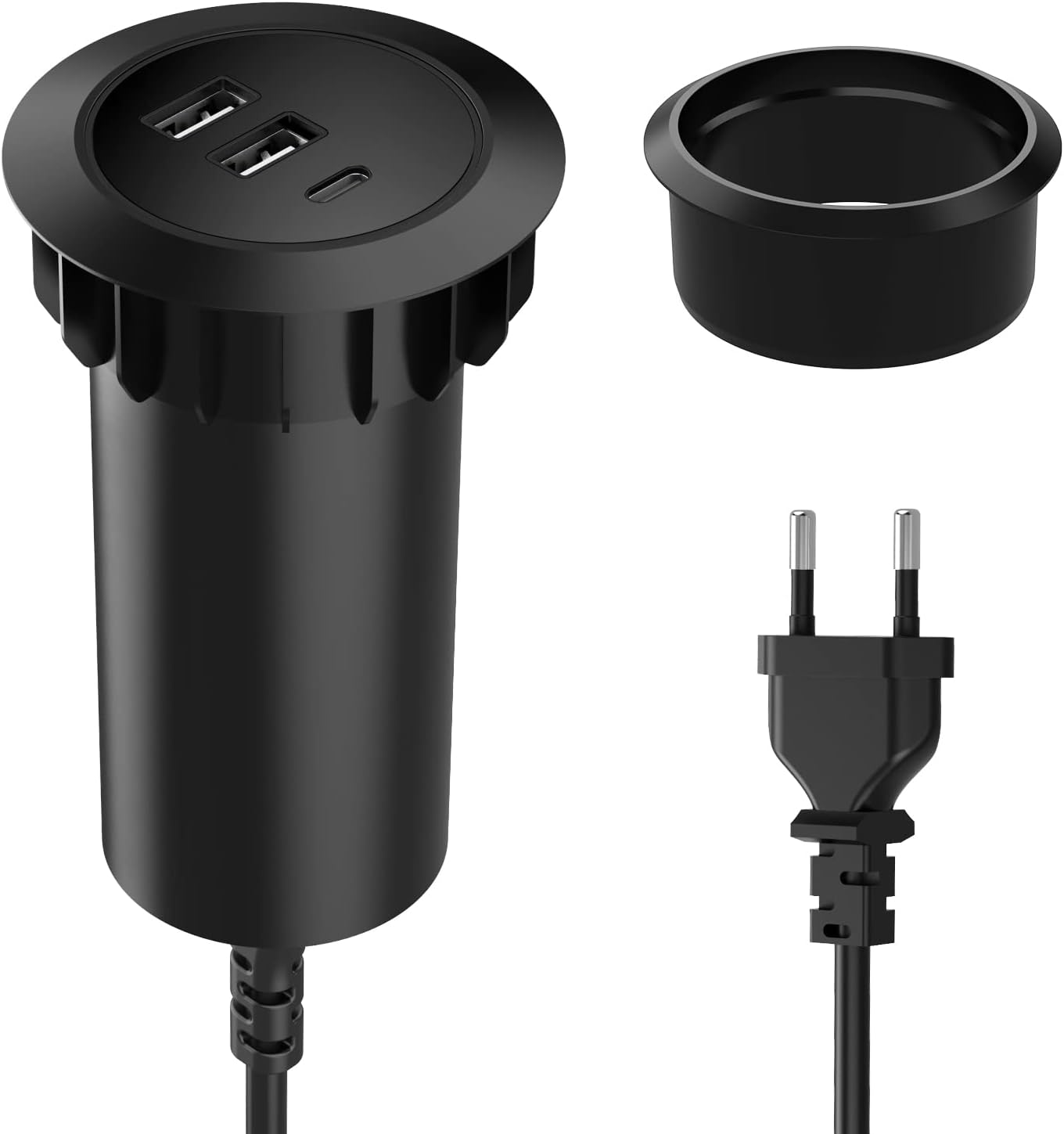 Hianjoo 45W 3-Port USB Einbausteckdose, Desktop USB Ladestation für ...