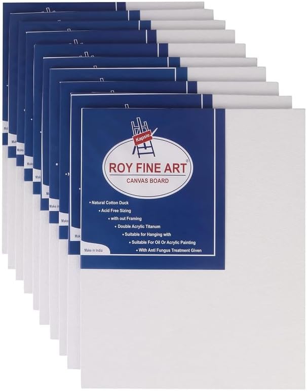 ROY FINE ART Primed 04mm White Canvas Board for Acrylic and Oil Colour ...