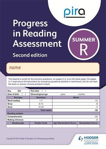 PIRA Test R, Summer Pack 10 - 2ED (Progress in Reading Assessment ...