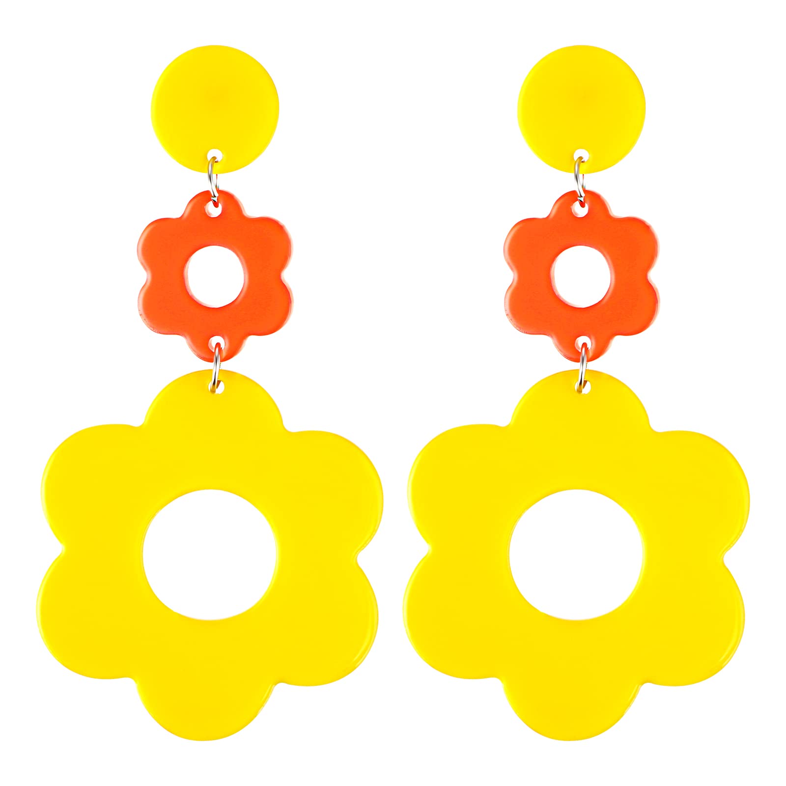 Acrylic Flower Earrings Daisy Flower Drop Dangle Earrings Resin Flowers ...