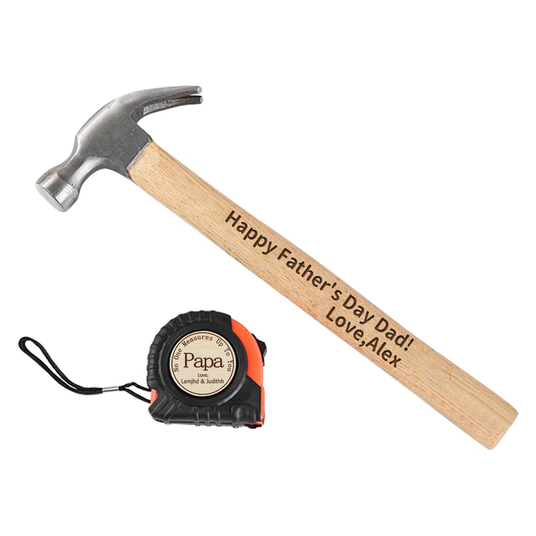 Personalized Tape Measure Hammer Set for Dad, Customized No One Measure ...